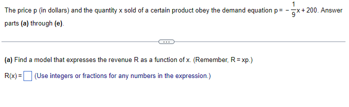 Solved The price p (in dollars) and the quantity x sold of a | Chegg.com