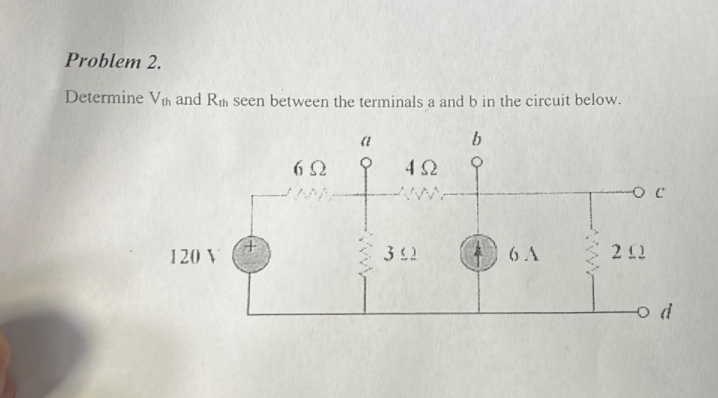 Solved Determine Vth and Rth seen between the terminals a | Chegg.com