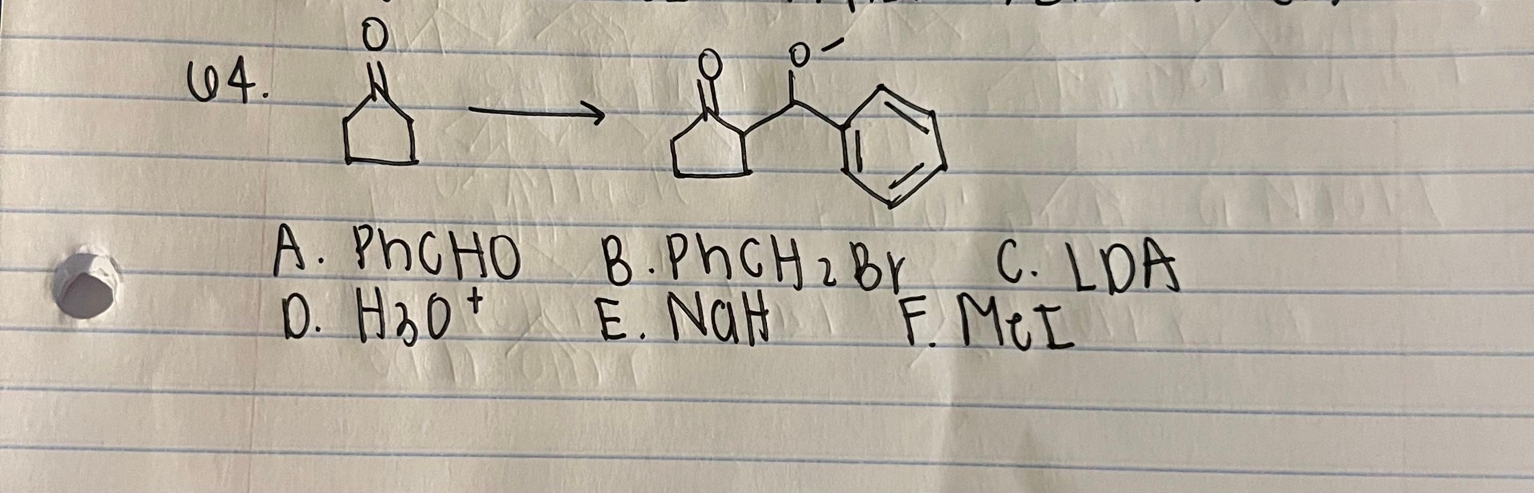 Solved A⋅Ph⋂Br B. Ph Br c. PhBrPr D. H3O+, heat E. NaOEJ | Chegg.com