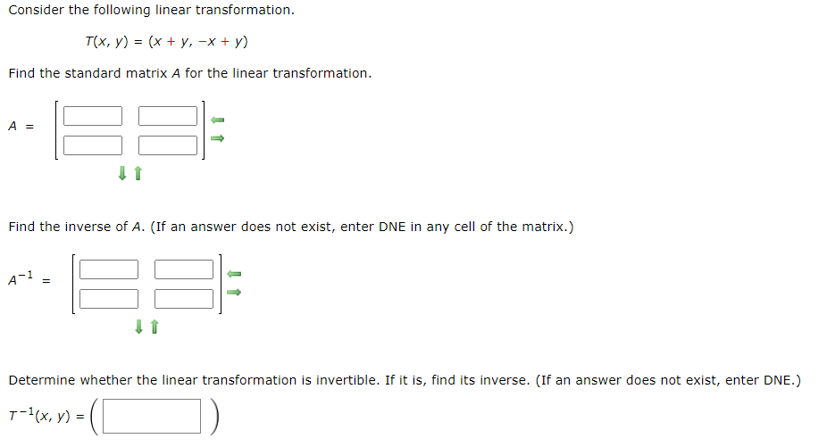 Solved Consider the following linear transformation. | Chegg.com