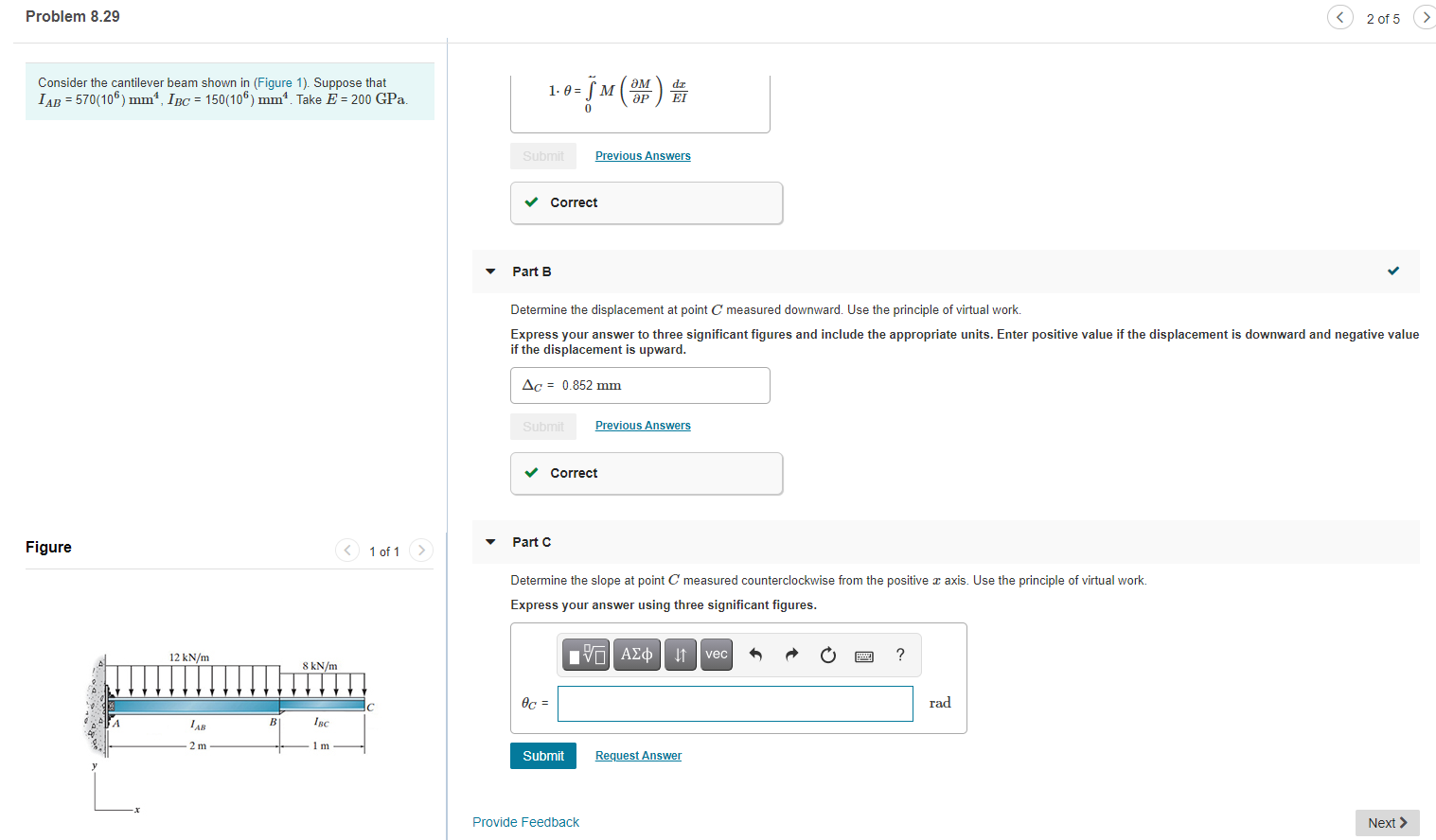 Solved Problem 8.29 2 of 5 > Consider the cantilever beam | Chegg.com