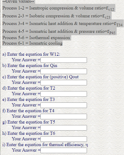 Solved A Student cycle engine is analyzed using the cold | Chegg.com