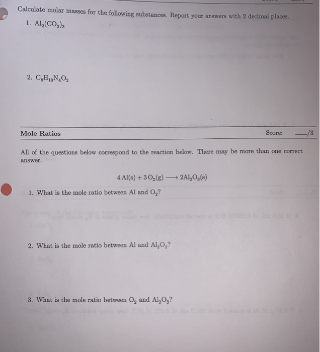 Solved Calculate molar masses for the following substances. | Chegg.com