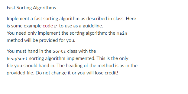 Solved Fast Sorting Algorithms Implement A Fast Sorting 