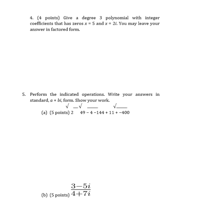 Solved 4. (4 points) Give a degree 3 polynomial with integer | Chegg.com
