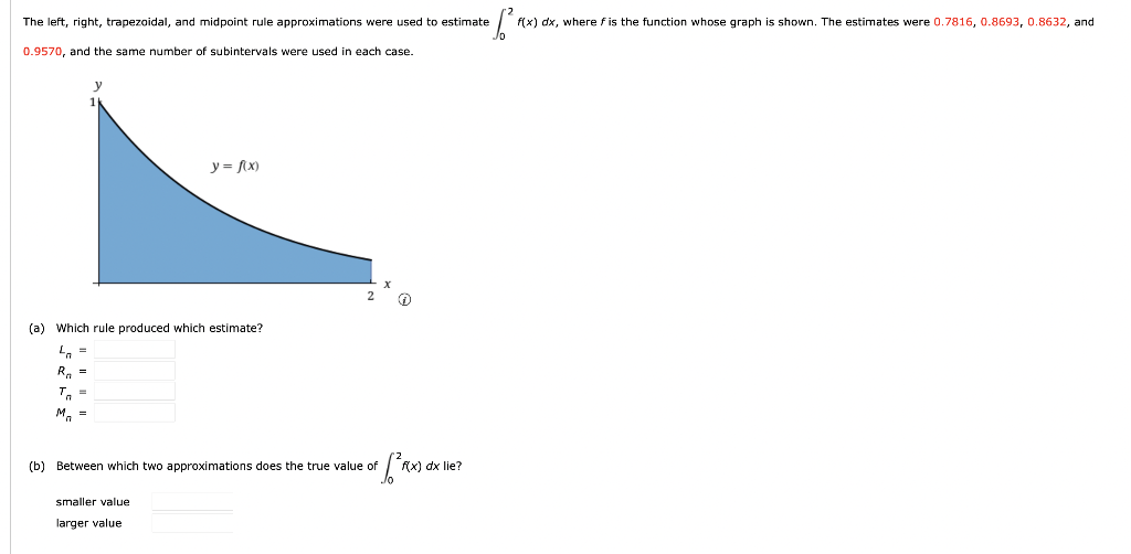 Solved The left, right, trapezoidal, and midpoint rule | Chegg.com