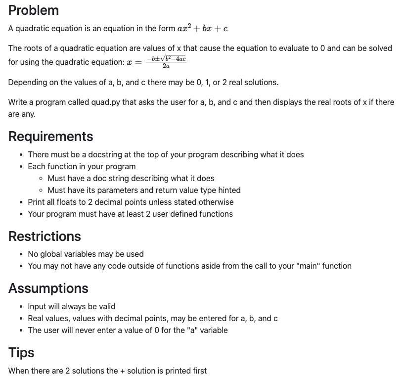 Solved Problem A quadratic equation is an equation in the | Chegg.com