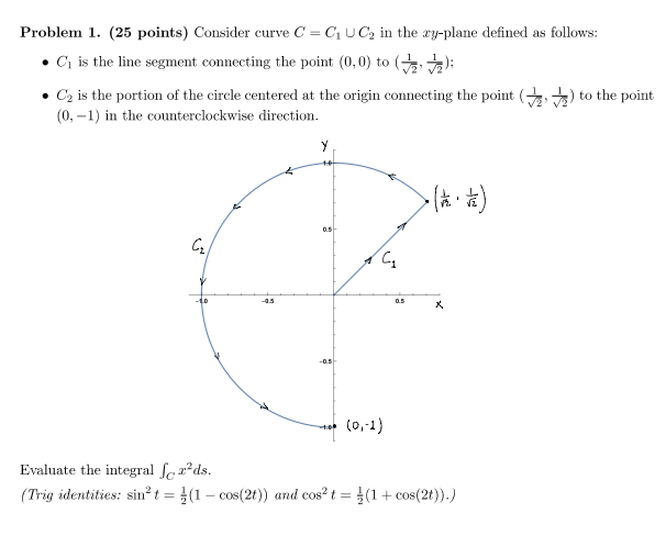 Solved Problem 1. (25 points) Consider curve C=CUC, in the | Chegg.com