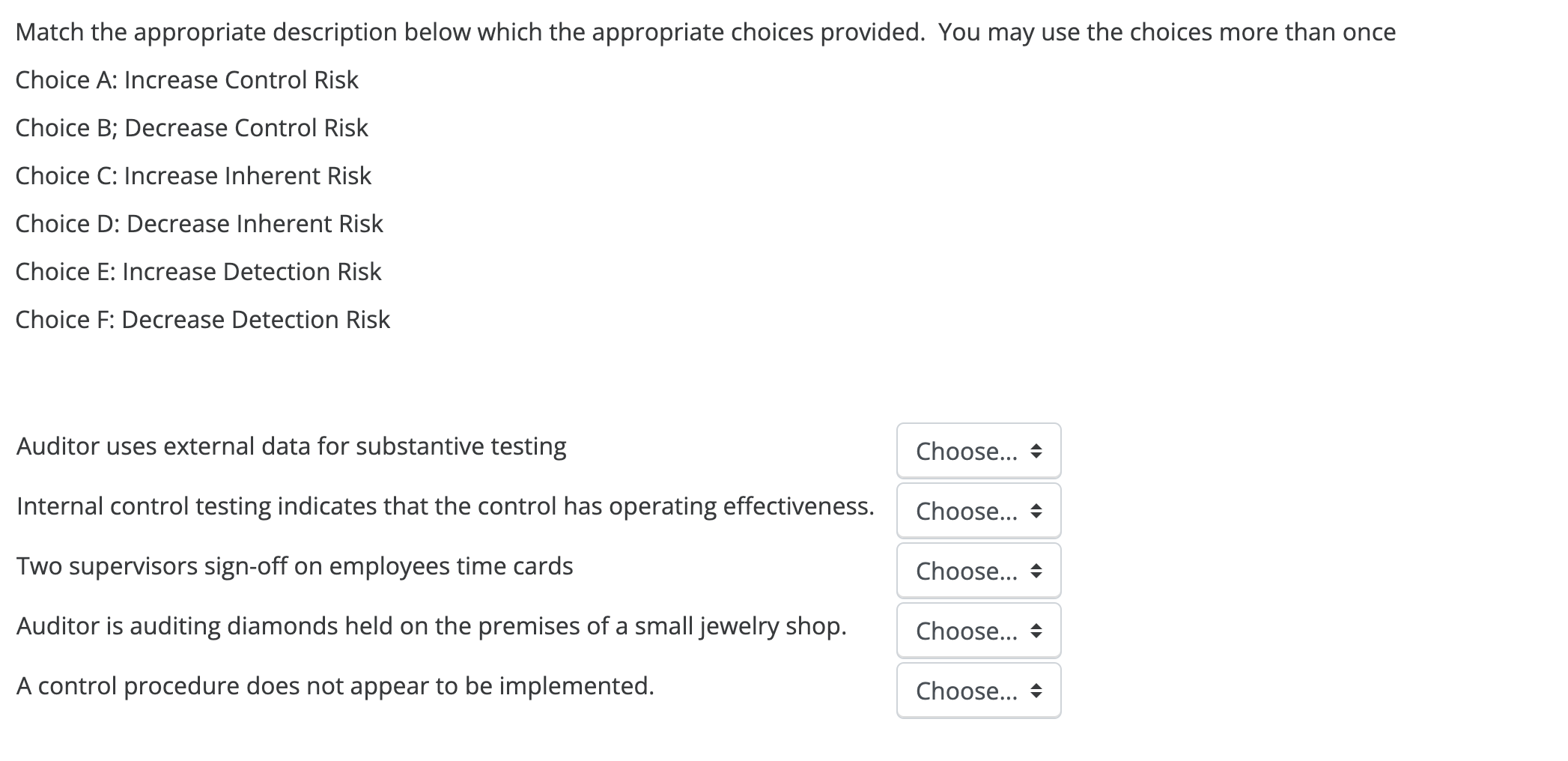 Solved Match the appropriate description below which the | Chegg.com