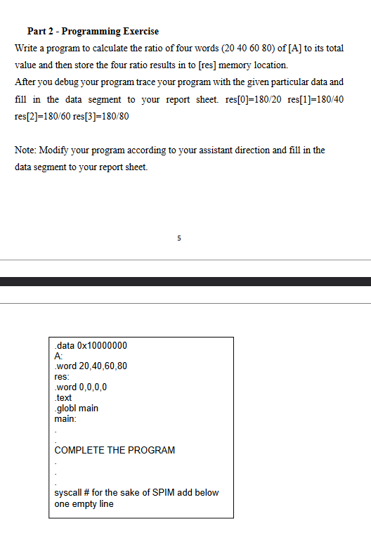 Solved Part 2 - Programming Exercise Write a program to | Chegg.com