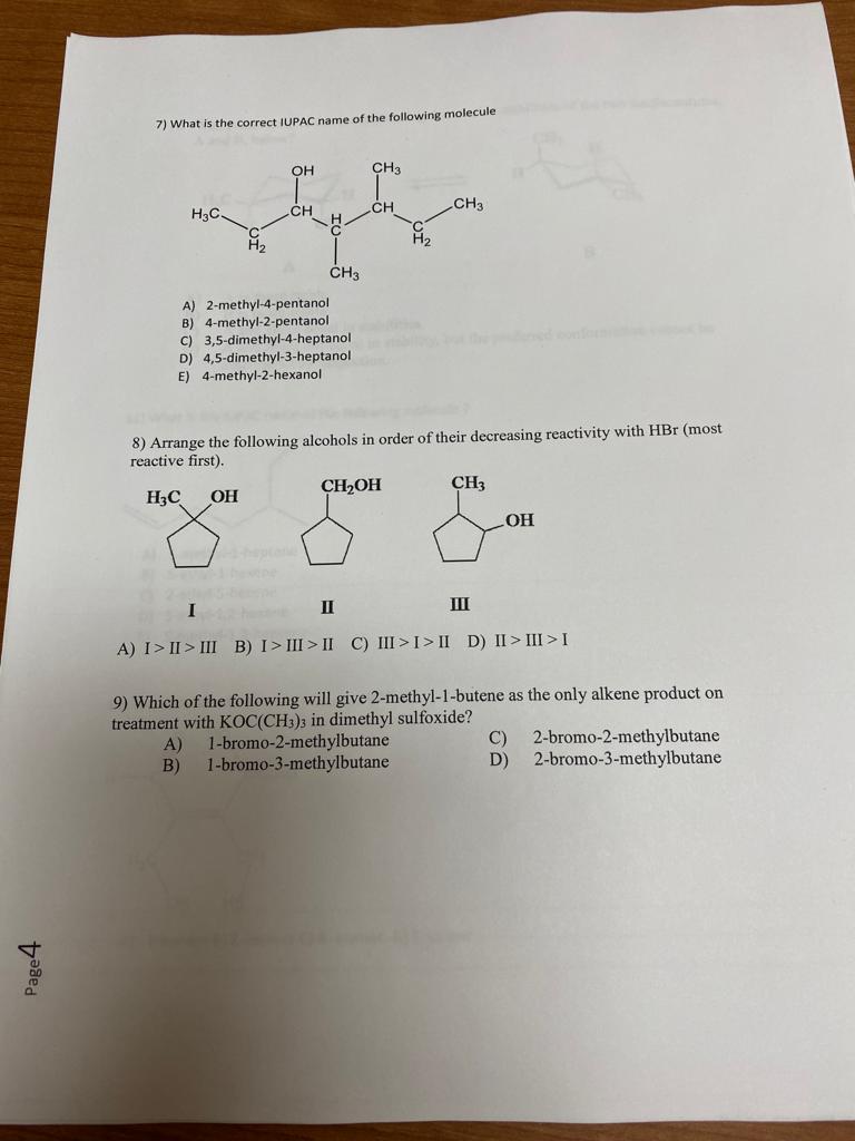 Solved 7) What is the correct IUPAC name of the following | Chegg.com