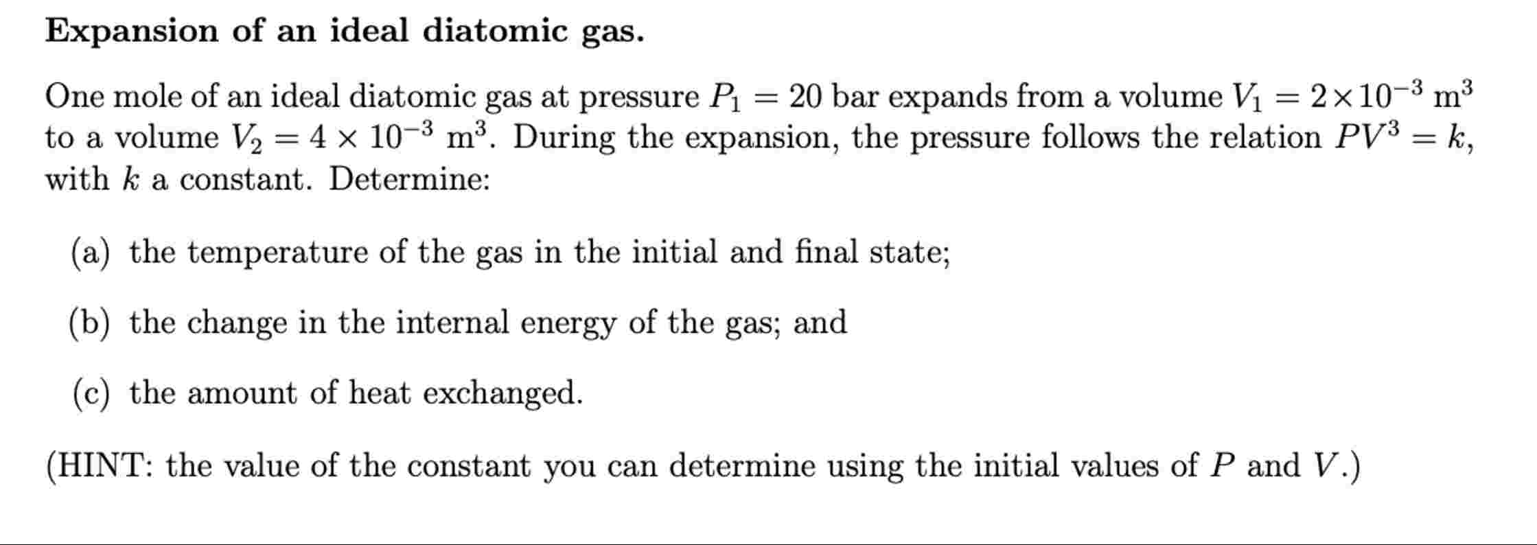 Solved Expansion of an ﻿ideal diatomic gas.One mole of an | Chegg.com