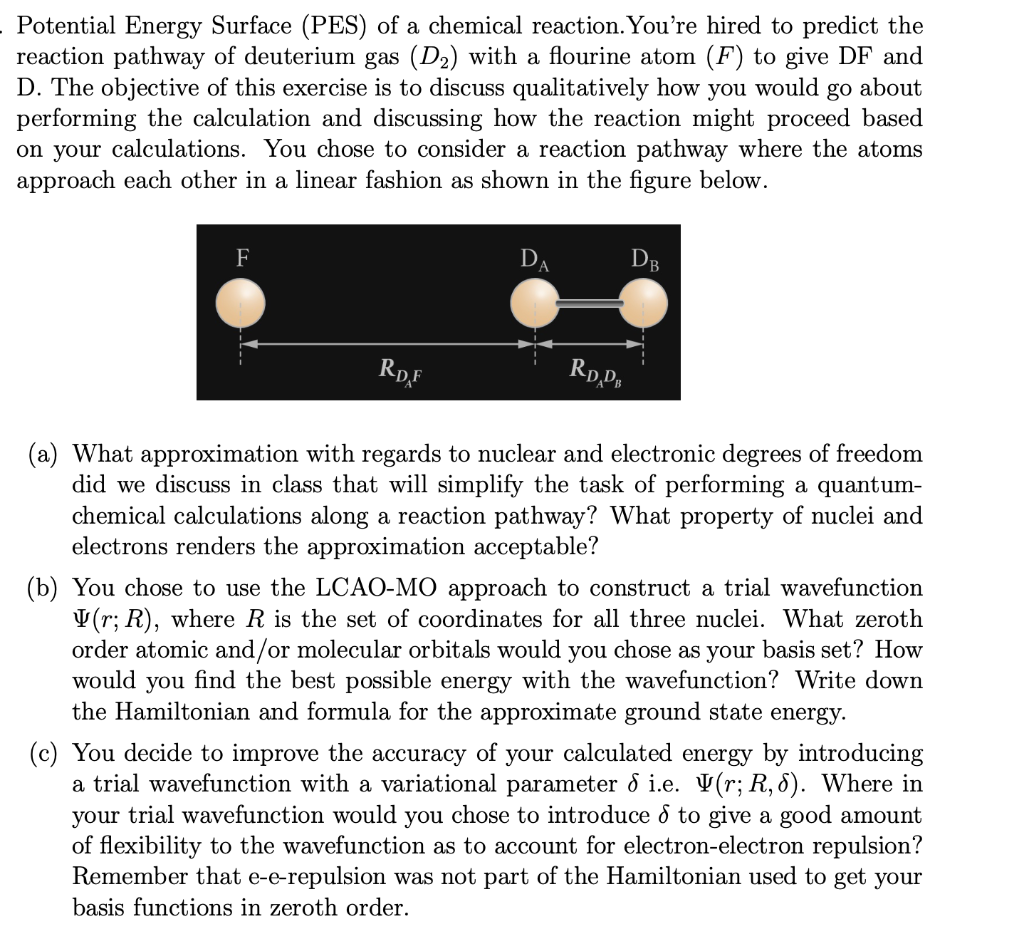 Potential Energy Surface (PES) of a chemical | Chegg.com