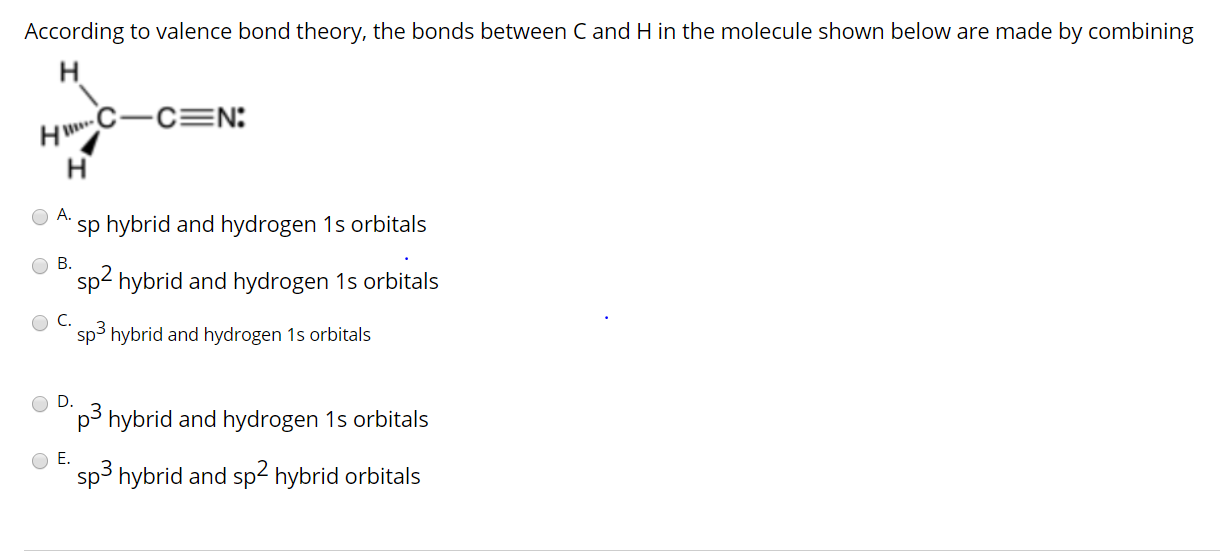 Solved According to valence bond theory, the bonds between C | Chegg.com
