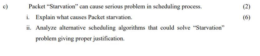 Solved c) (2) (6) Packet "Starvation" can cause serious | Chegg.com