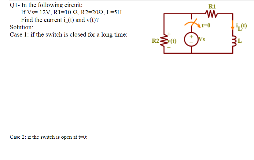 Solved R1 Q1- In the following circuit: If Vs= 12V, R1=102, | Chegg.com