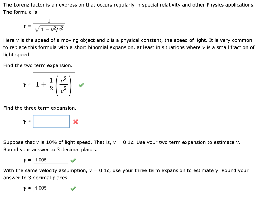 Solved The Lorenz factor is an expression that occurs | Chegg.com