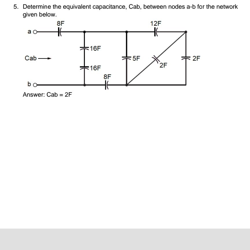Solved 5. Determine the equivalent capacitance, Cab, between | Chegg.com