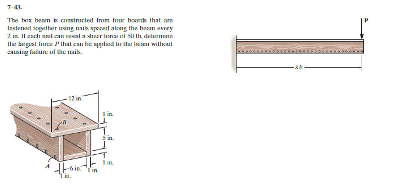 Solved 7-43 The box beam is constructed from four boards | Chegg.com