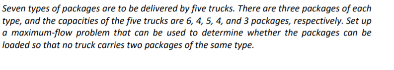 Solved Seven types of packages are to be delivered by five | Chegg.com