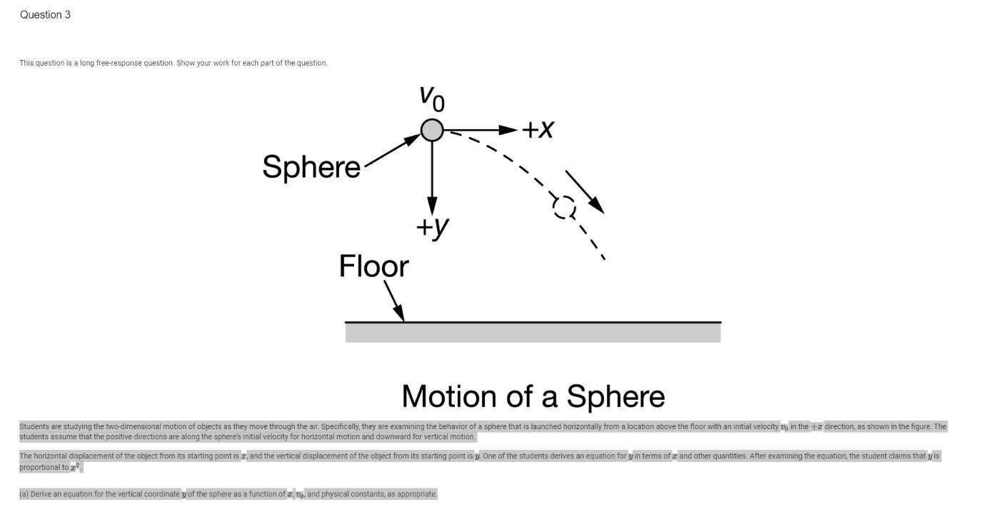 Solved Motion of a SphereThe students have access to the | Chegg.com