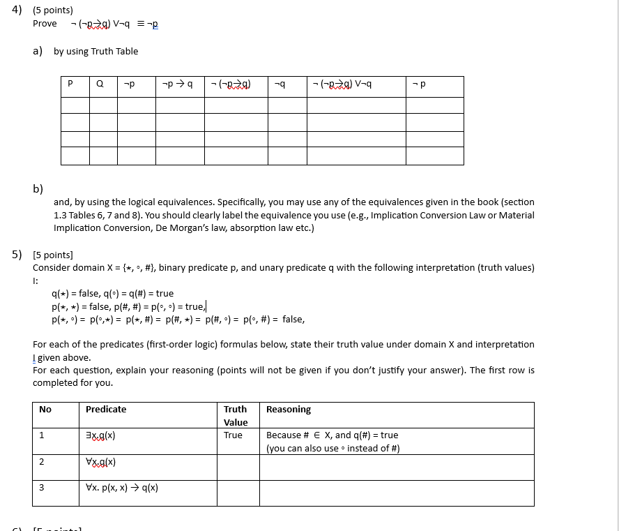 Prove ¬(¬p¬q)∨¬q≡¬p a) by using Truth Table b) and, | Chegg.com