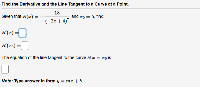 Solved Find the Derivative and the Line Tangent to a Curve | Chegg.com