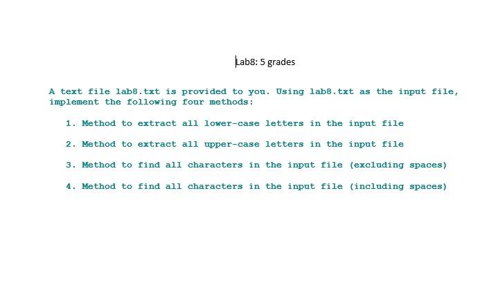 Lab8: 5 grades A text file lab8.txt is provided to | Chegg.com
