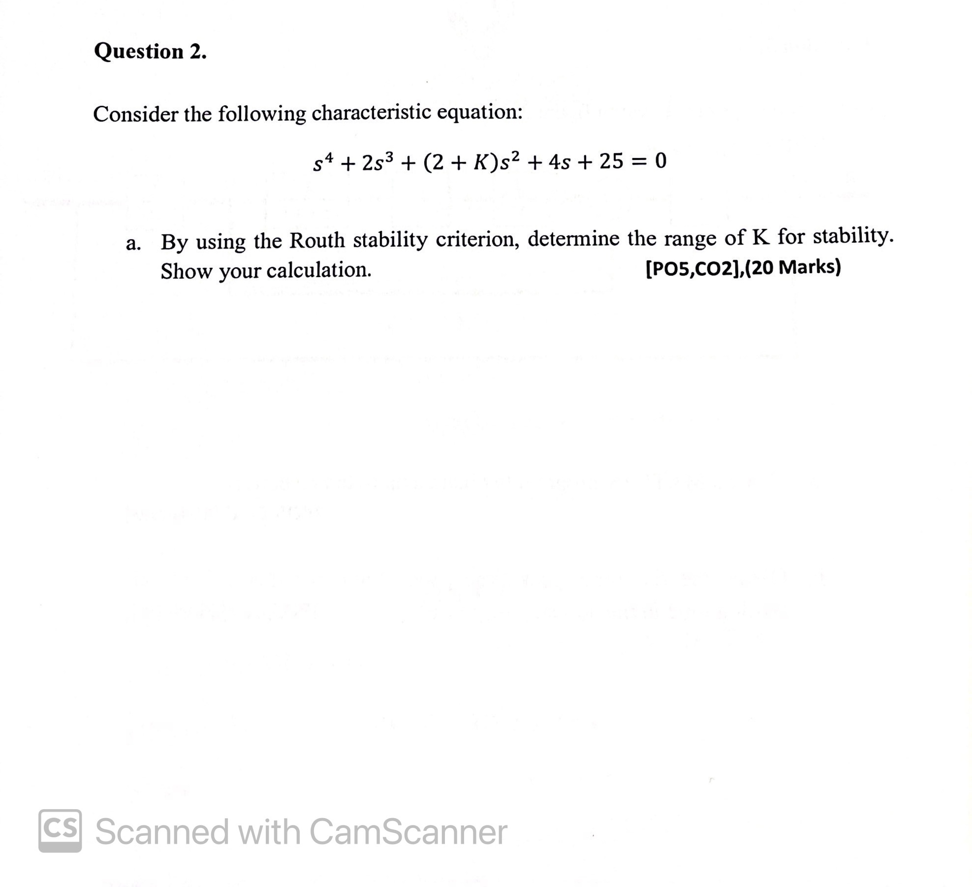 Consider the following characteristic equation: | Chegg.com