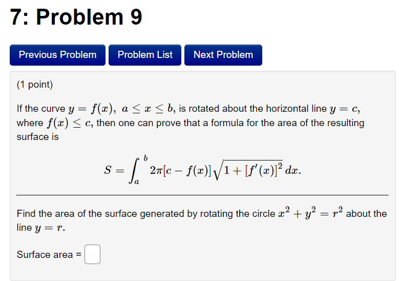 Solved 7: Problem 9 Previous Problem Problem List Next | Chegg.com