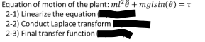 Solved Equation of motion of the plant: | Chegg.com