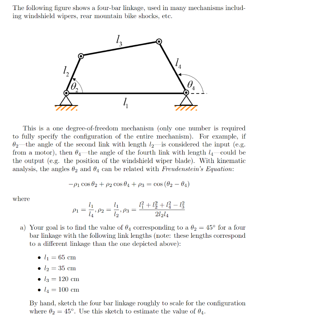 Solved The following figure shows a four-bar linkage, used | Chegg.com