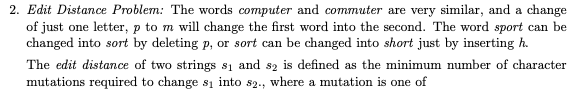 2. Edit Distance Problem: The words computer and | Chegg.com