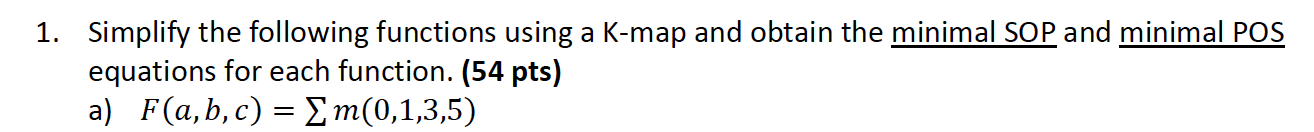 Solved Simplify the following functions using a K-map and | Chegg.com