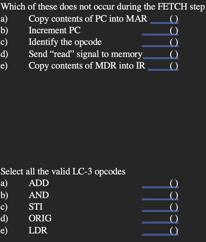 Solved Which of these does not occur during the FETCH step | Chegg.com