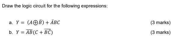 Solved Draw the logic circuit for the following expressions: | Chegg.com