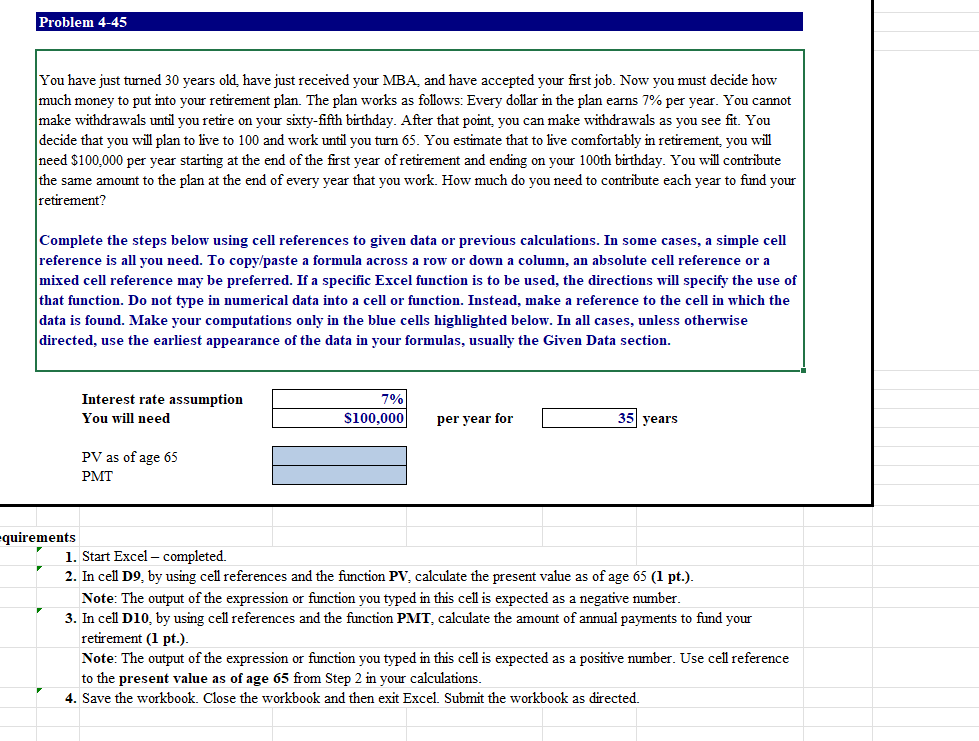Solved Problem 4-45 You have just turned 30 years old, have | Chegg.com
