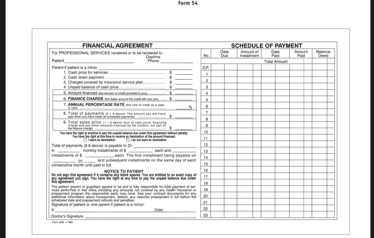 Form 54 Mr. Biederman has received an itemization | Chegg.com