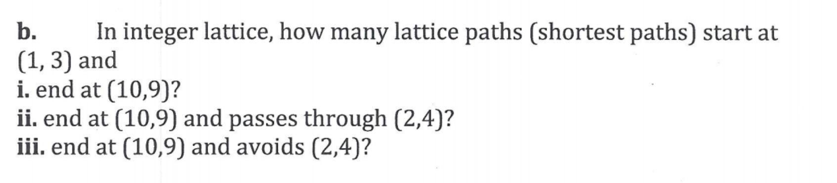 Solved b. In integer lattice, how many lattice paths | Chegg.com