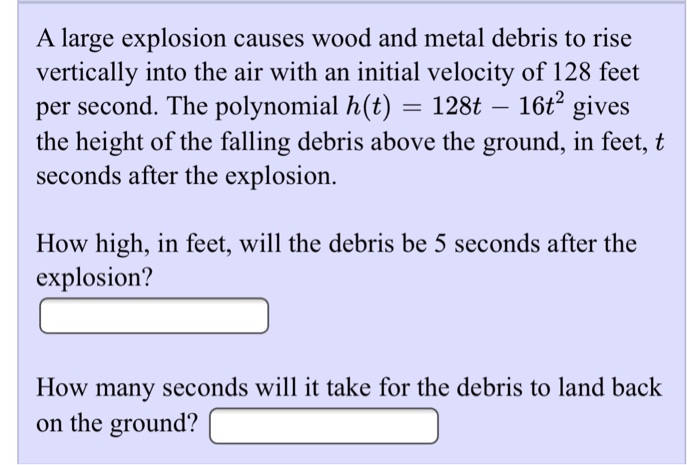 Solved A large explosion causes wood and metal debris to | Chegg.com