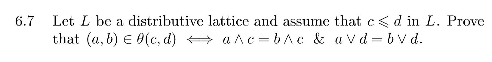 6.7 Let L be a distributive lattice and assume that c | Chegg.com