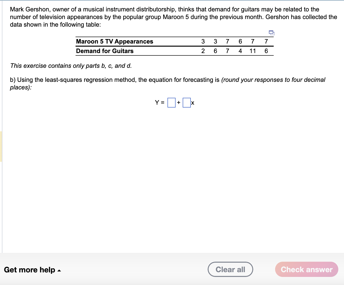 Solved Using the least-squares regression method, the | Chegg.com