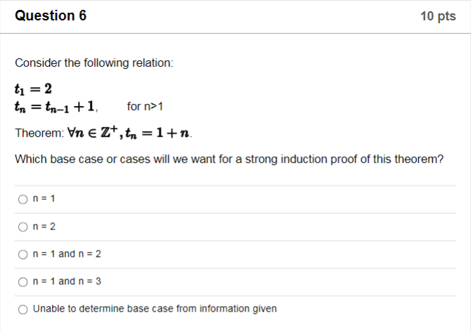 Solved Consider the following relation: t1=2tn=tn−1+1, for | Chegg.com