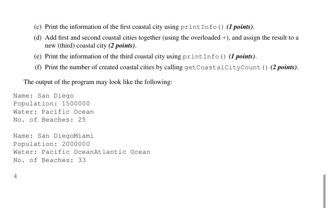 Solved can you please do this in c++ coastalcity.h #ifndef | Chegg.com