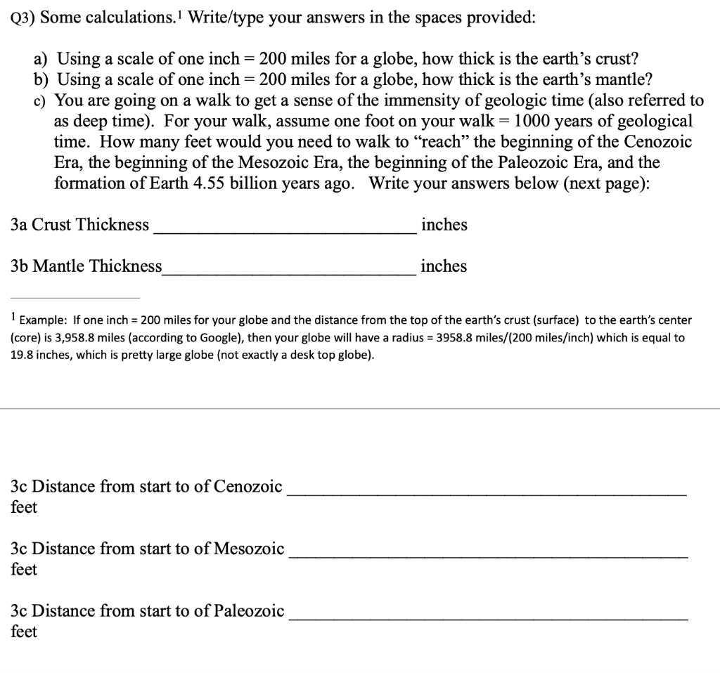 Solved Q3) Some calculations. Write/type your answers in the | Chegg.com