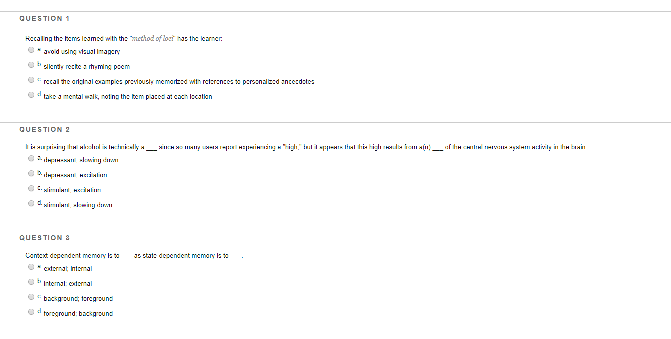 Solved QUESTION 1 Recalling the items learned with the | Chegg.com