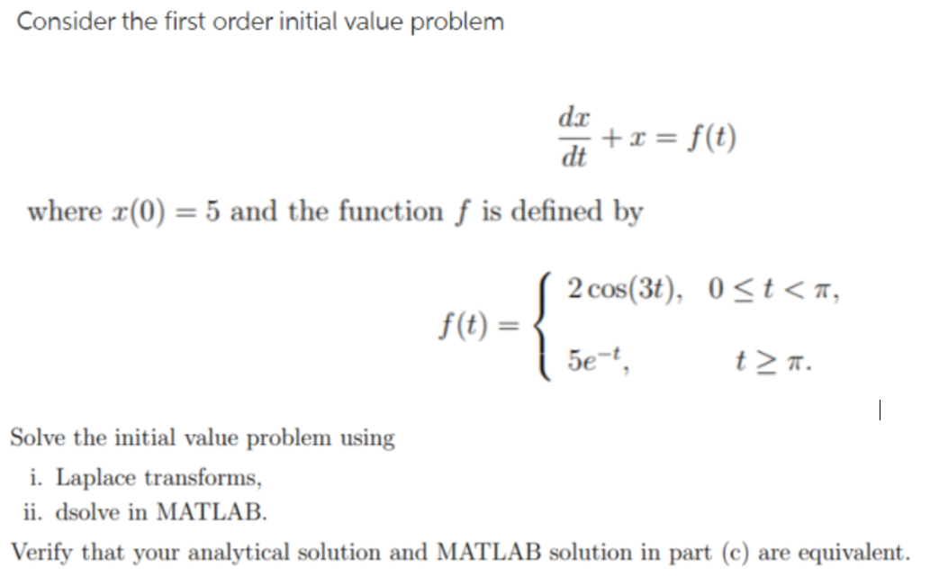Solved Consider The First Order Initial Value Problem Dx X