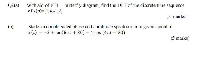 Solved Q2(a) With aid of FFT butterfly diagram, find the DFT | Chegg.com