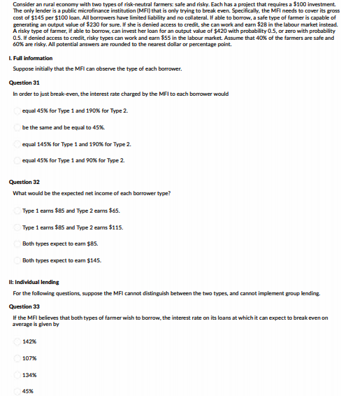 Solved Consider an rural economy with two types of | Chegg.com