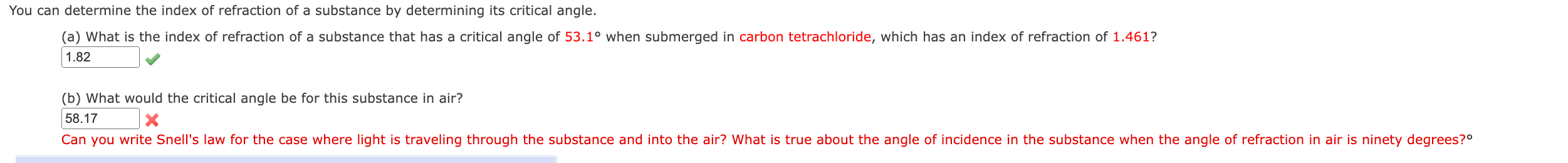 Solved You can determine the index of refraction of a | Chegg.com